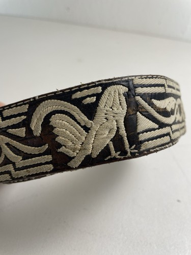 Vintage distressed embroidered bird belt leather with turtle shell belt ...