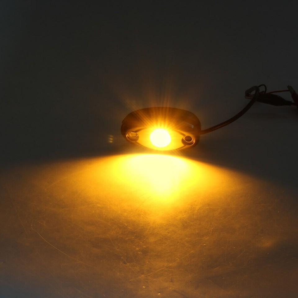 4x 9W Yellow LED Rock Light for JEEP Offroad Truck Under Body Trail Rig ...