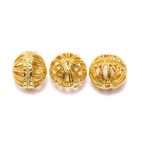 15 PCS 17MM SOLID COPPER BALI BEAD 18K GOLD PLATED 355 | eBay