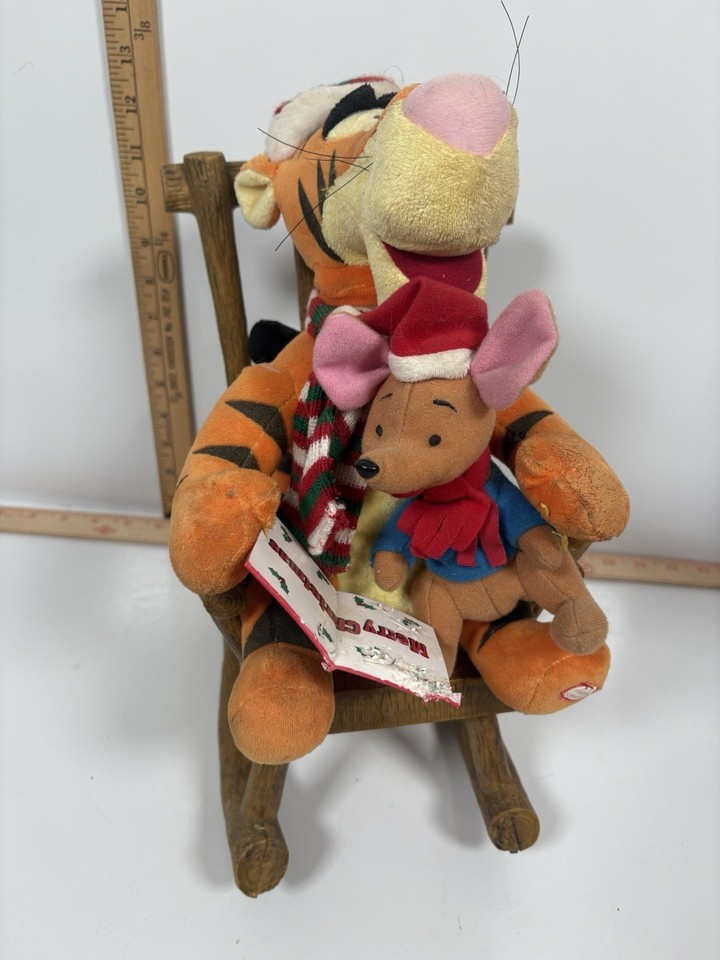 Gemmy Disney Christmas Animated Winnie the Pooh Tigger & Roo Rocking ...