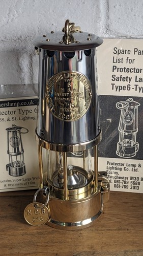 Protector Type 6 Miners Lamp with Working Relighter, Serviced + Spares ...