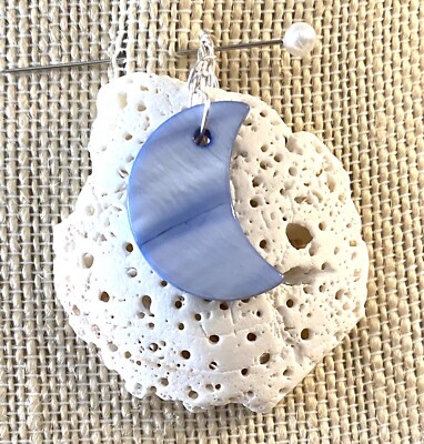 Blue Moon Shell Charm on Old Clam Shell Pendant | eBay