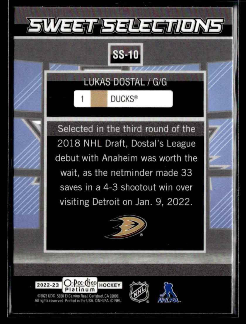 2022-23 O-Pee-Chee Platinum Sweet Selections Lukas Dostal Anaheim Ducks #SS-10 | eBay