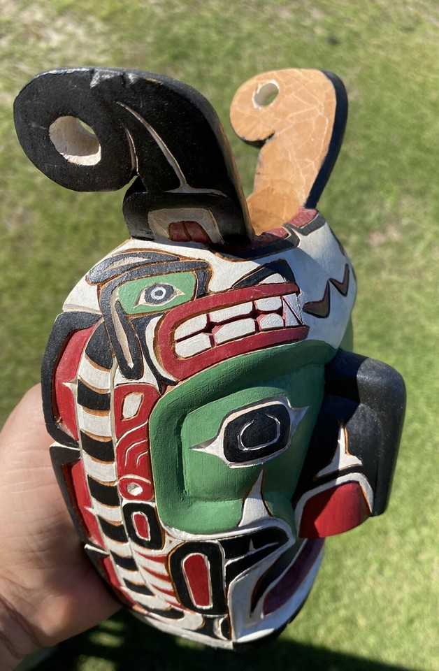Northwest Coast Carved CedarSisiyutl Mask Signed By Tlingit Native ...