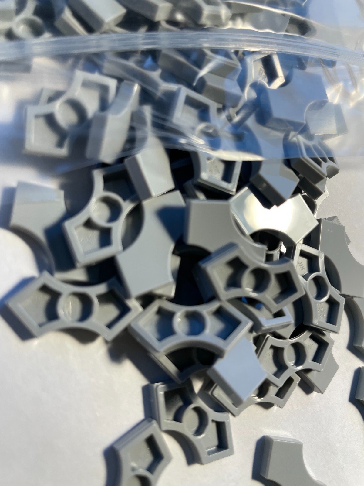 LEGO-NEW-#3396-LIGHT BLUISH GREY-TILE MOD/ 2 X 2 W/2 1 X 1 CURVEDCUTOUT ...