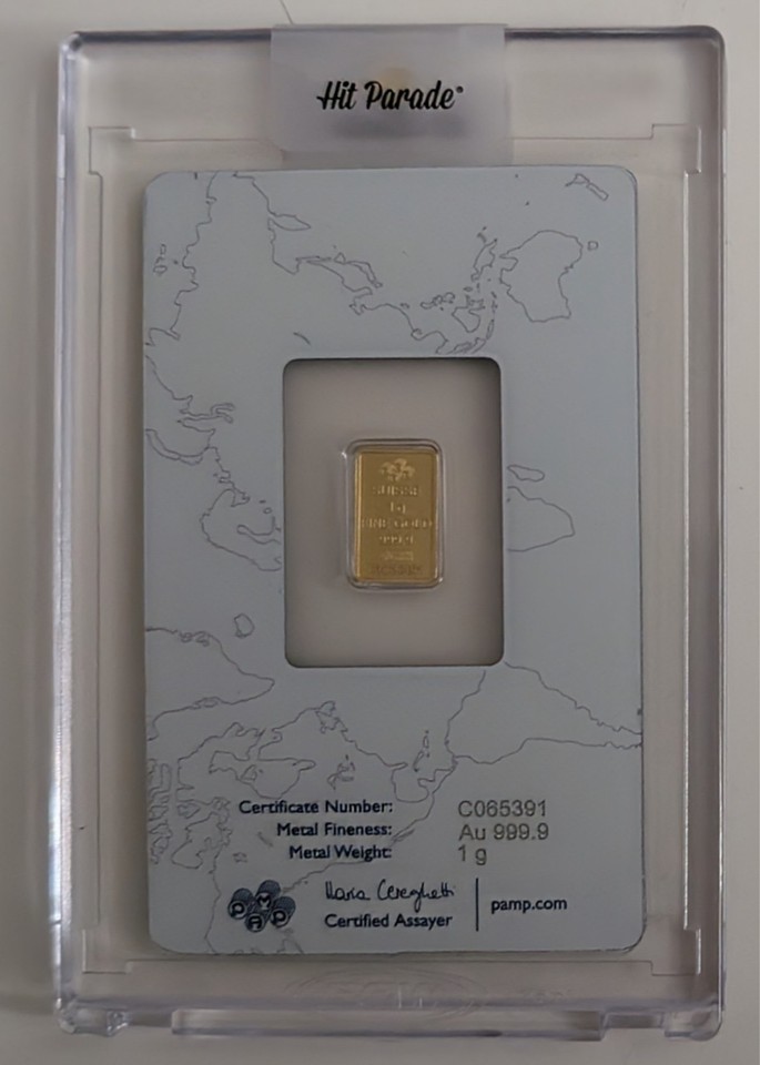 RARE ROSE DESIGN PAMP SUISSE 1 GRAM GOLD BAR SEALED CERTIFICATE NUMBER ...