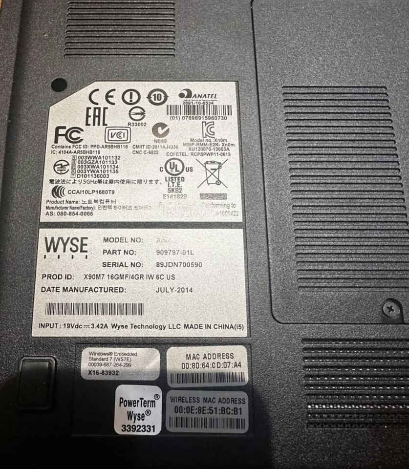 Lot of 5, Wyse Model x90M7 Laptop NEW In Box No Hard Drive 16GB RAM | eBay