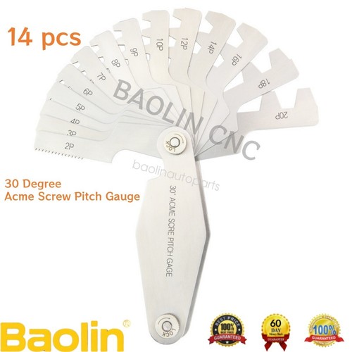 30 Degree Acme Screw Pitch Gauge 14pcs T-Thread Cutting Measuring Tool Gage Set | eBay