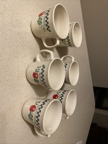 Homemade Farm Fresh Corning Ware Coffee Cups Apples Pears Grapes Design ...
