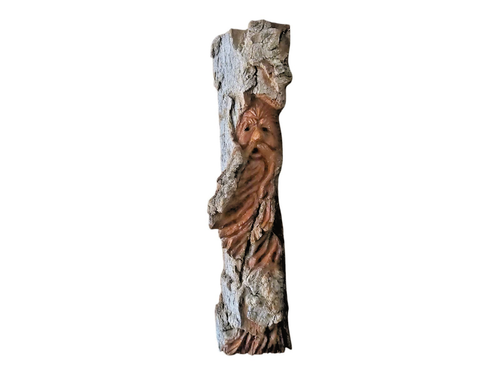 Vintage Hand Carved Wood Spirit Ward - Man's Face - Tree Bark Sculpture ...