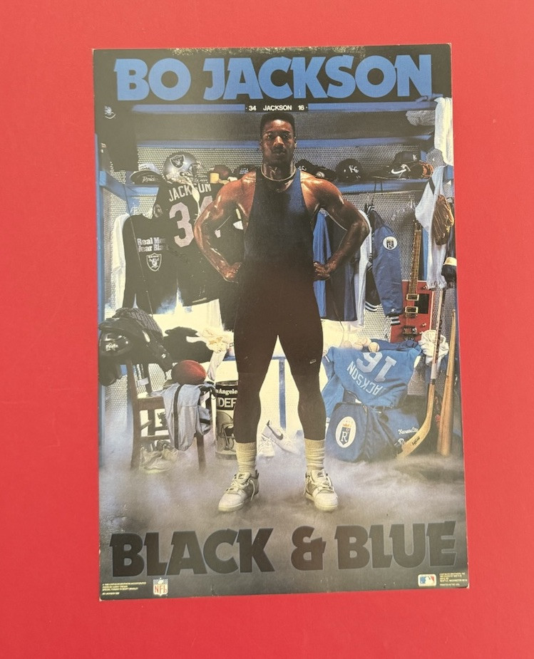Bo Jackson Black And Blue 1989 Very Rare Sizing 10x6.5in Costacos NFL ...