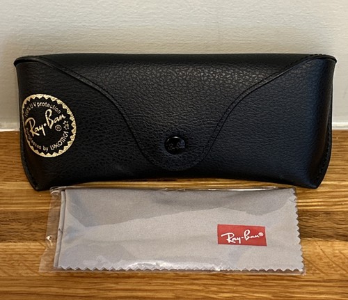 Ray-Ban Case for Aviator Sunglasses and New Cleaning Cloth - Black | eBay