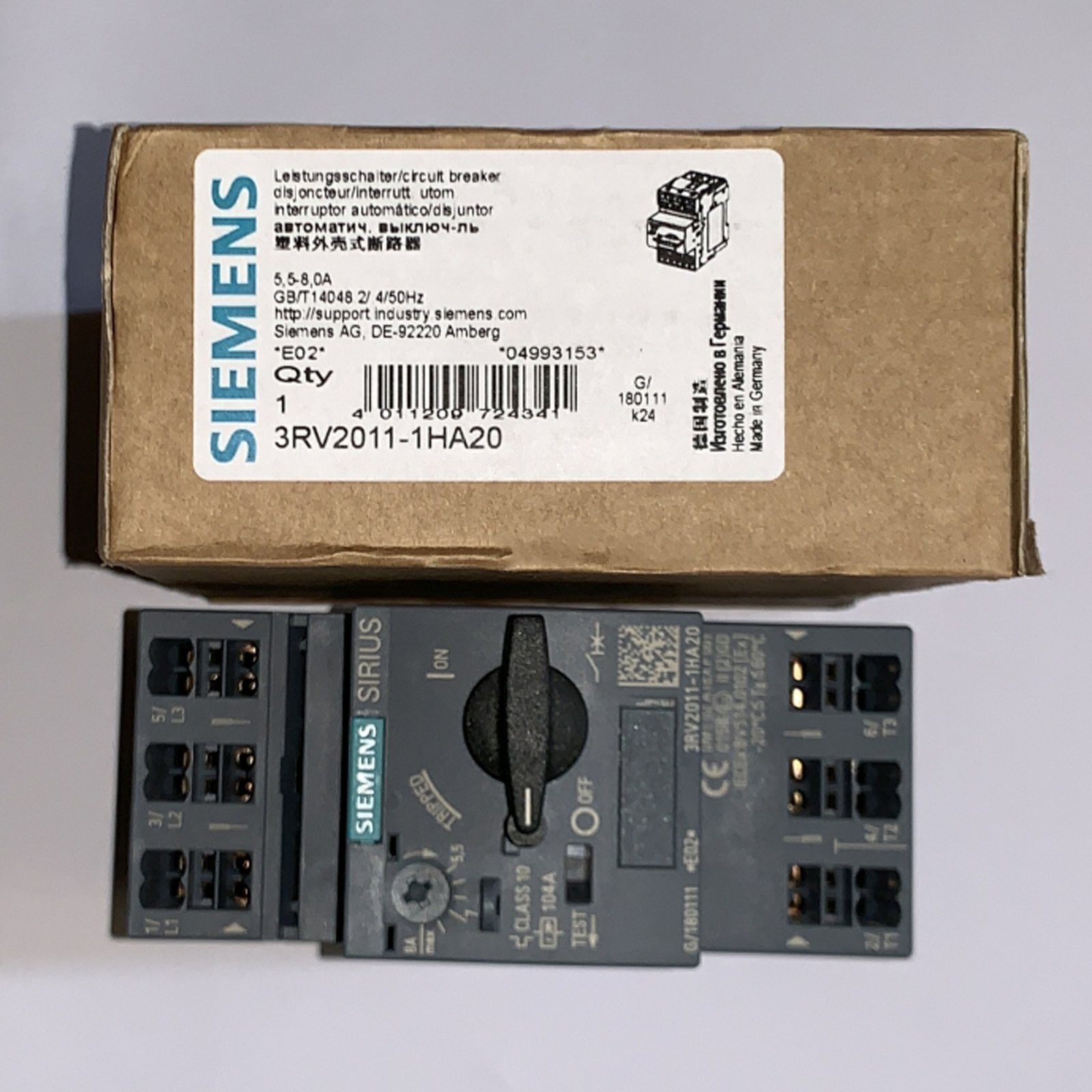 1PCS NEW SIEMENS 3RV2011-1HA20 3RV2011-1HA20 Circuit Breaker FAST SHIP ...