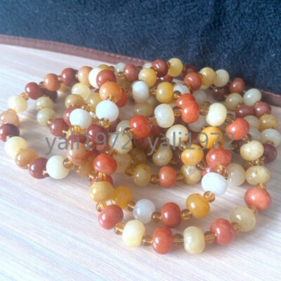 10x7mm Natural Multicolor Golden Silk Jade Circle 路路通 Beads Stretch ...