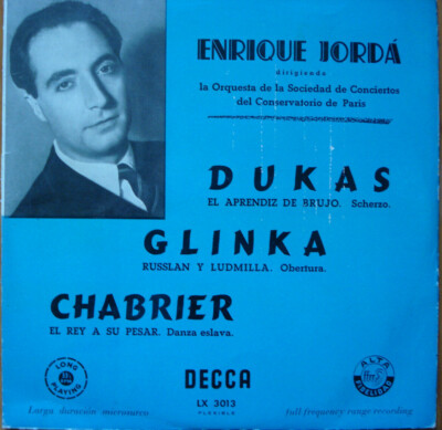 ENRIQUE JORDA 10"LP Spain 195? DUKAS GLINKA CHABRIER | eBay