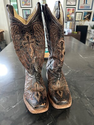 Corral Boots Black /Cream Square Toe Cowboy Womens Black Casual Boots ...