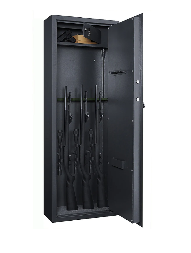 Metal Security Cabinet Long Rifle Gun Safe Quick Access Locking Shotgun ...