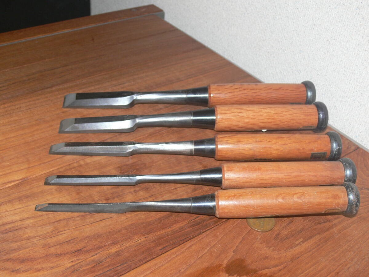 Yonehiro Chu Tataki Nomi Japanese Timber Chisels Set of 5 - 6, 9, 12 ...