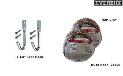 Truck Rope 3/8” x 50’ 100% Polypropylene 244 lb EverBilt 2 pack | eBay