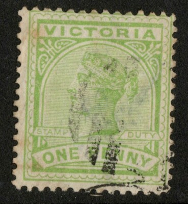 1886-1900 Victoria One Penny Stamp Duty. Green Fine used. | eBay Australia