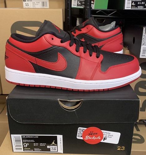 Nike Air Jordan 1 Low Reverse Bred Red Black Shoes 553558-606 553560 ...