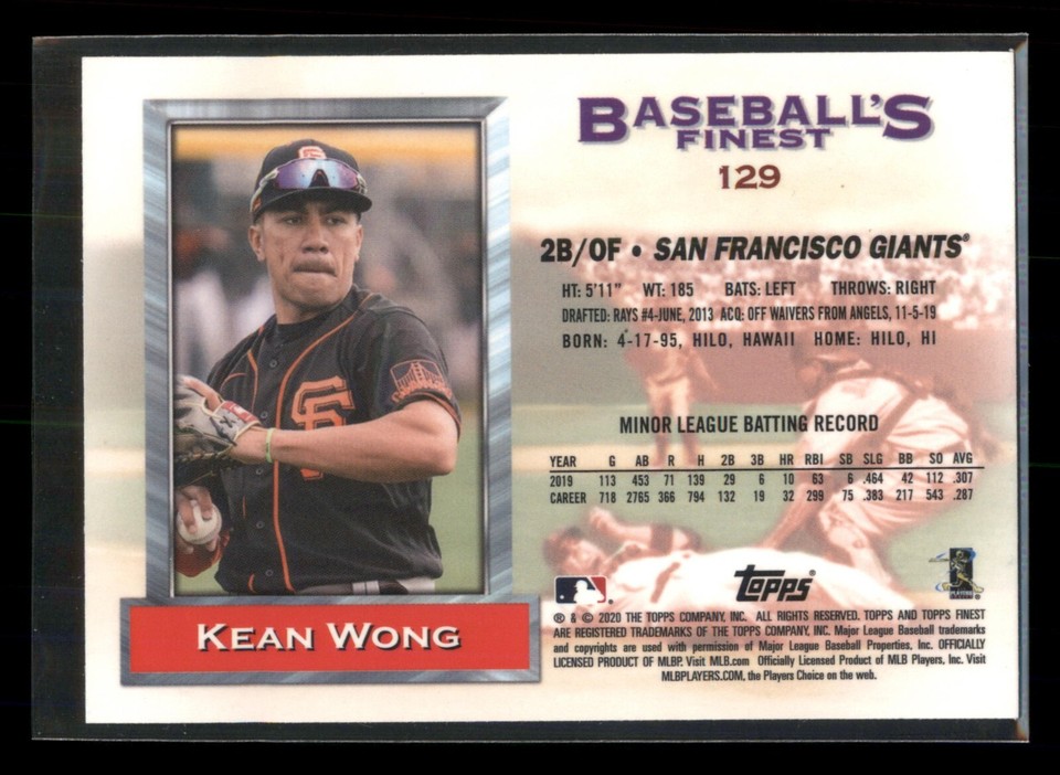 Kean Wong - 2020 Topps Finest Flashbacks #129 - Rookie Card - Giants | eBay