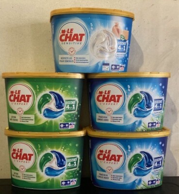 Lessive Le Chat Discs 4 en 1 L'Expert et Sensitive - 123 Capsules | eBay