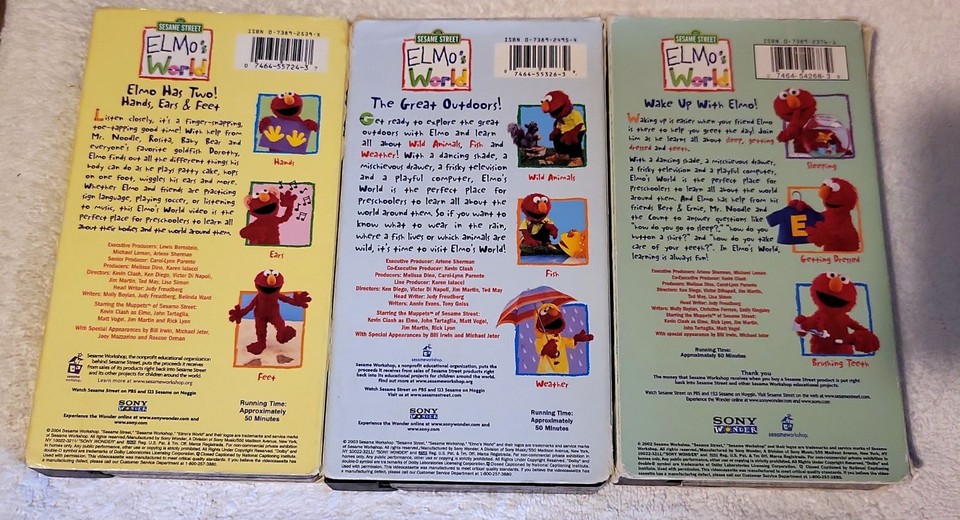 Sesame Street/Elmo's World Lot of 3 Vintage VHS Tapes Children's W/slip ...