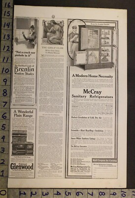 1915 MCCRAY REFRIGERATOR KITCHEN ICEBOX KENDALVILLE HOUSE HOME DECOR AD ...