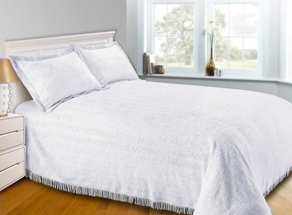 Luxury Candlewick Bedspread Traditional Bed Throw Size Single Double ...