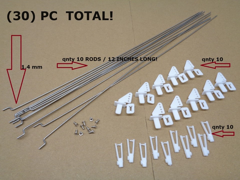 Rods & Nylon Control Horns for RC Airplane Plane (30PCS TOTAL ...