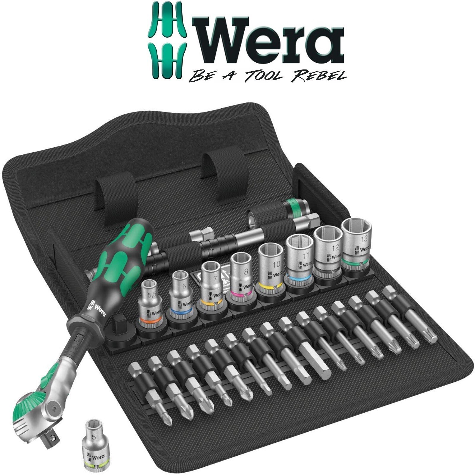Wera Ratchet Socket And Bit Set 28 Piece 1/4in Drive Zyklop Speed ...