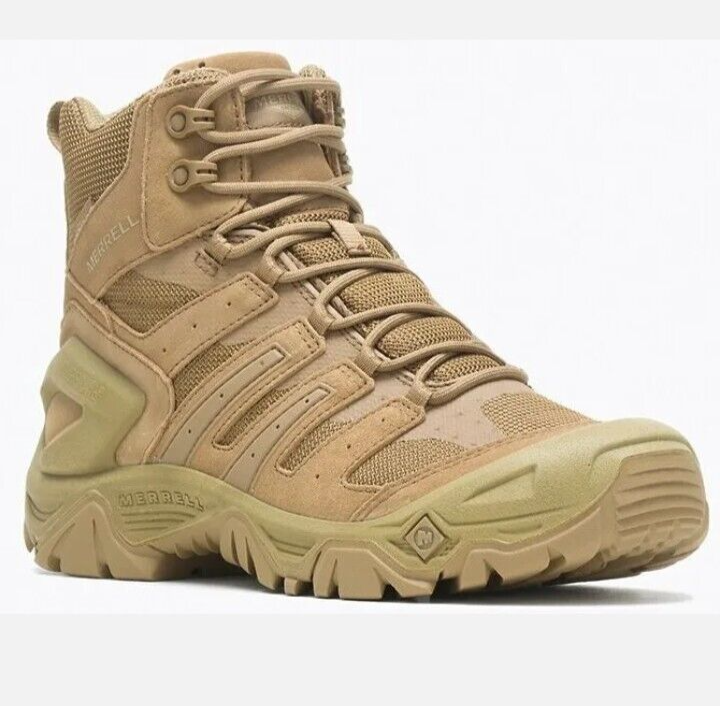 MERRELL STRONGFIELD TACTICAL 6" WATERPROOF BOOT Tan Men's # 12 Leather ...