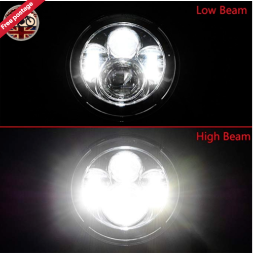 Motorbike Cafe Racer LED Headlight 40W Chrome 7″ Inch DOT E Approved UK ...