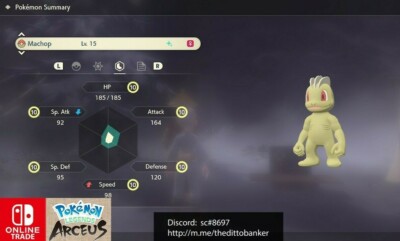 Pokemon Legends Arceus SHINY MACHOP LV.15 MAX Effort Level Stats FAST ...