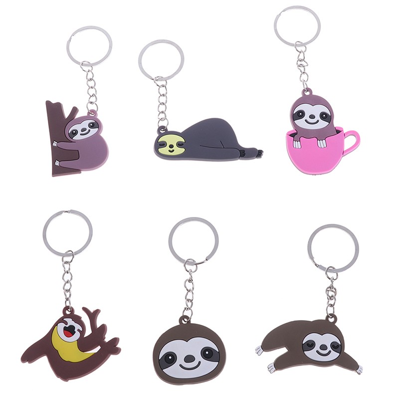 DIY PVC Sloth Keychain Key Rings Holder Key Chain Gift Jewelry Bag ...