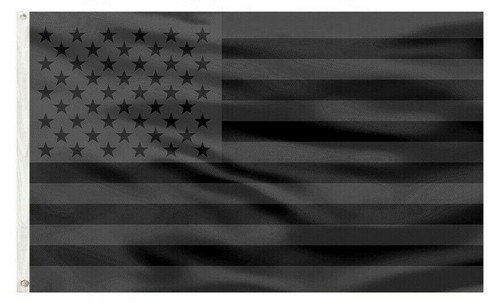 PringCor 3x5FT All Black American Flag US Black Flag Decor Blackout USA ...