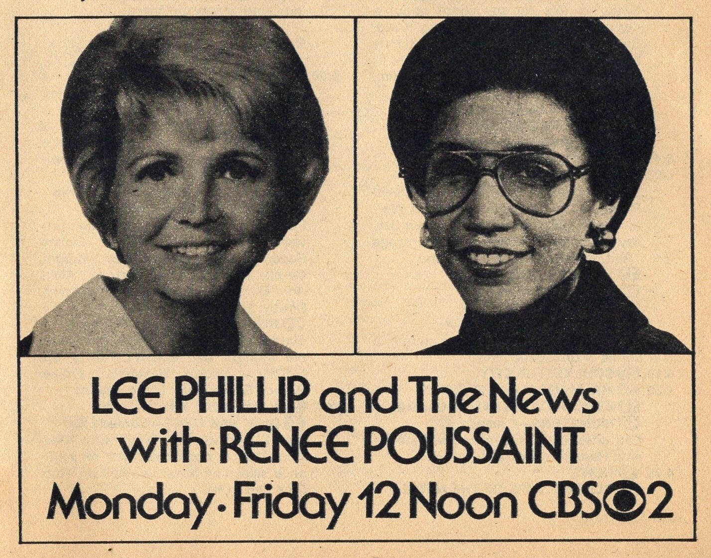 1976 CBS TV NEWS AD LEE PHILLIP & RENEE POUSSAINT REPORTERS | eBay