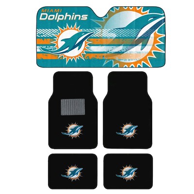 NEW NFL MIAMI DOLPHINS Car Truck Carpet Floor Mats & Windshield Sun ...