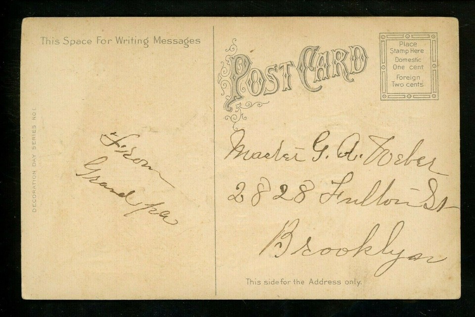 Patriotic Americana Vintage postcard Decoration Day gold trim embossed ...