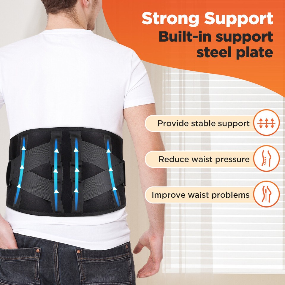 Heated Vibration Massager Lower Back Brace Lumbar Support Waist Belt ...