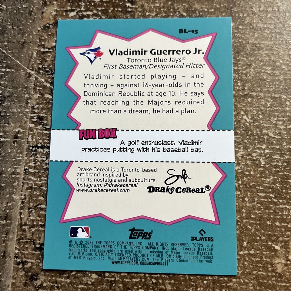 2023 Topps Big League Vladimir Guerrero Jr. Drake Cereal Toronto Blue ...