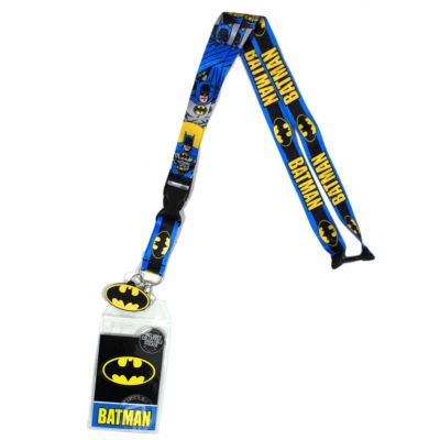 Batman Logo/ Character Lanyard Sticker ID Badge Holder & PVC Bat Charm ...