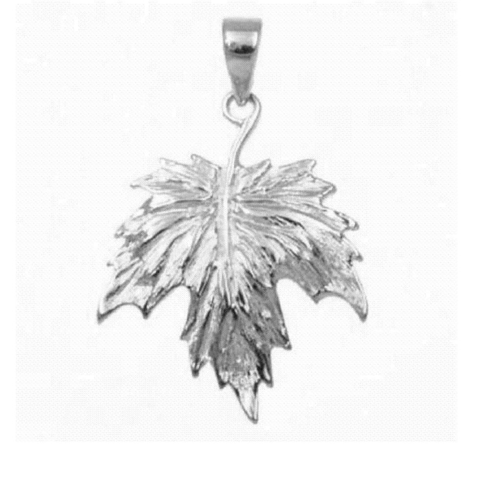 Sterling Silver Maple Leaf Pendant / Charm, Made in USA, Italian Box ...