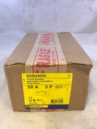 SQUARE D EDB34050 3 POLE 50A 480V CIRCUIT BREAKER *SAMEDAY SHIP ...