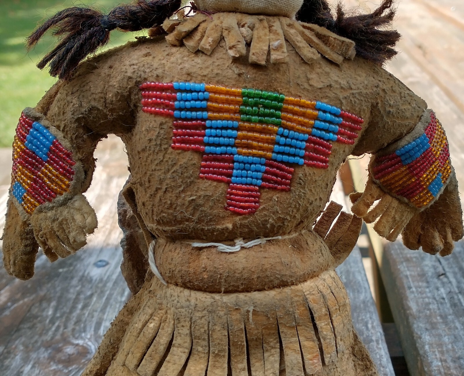 Antique Native American Indian Doll Leather Beaded Gauntlets | eBay