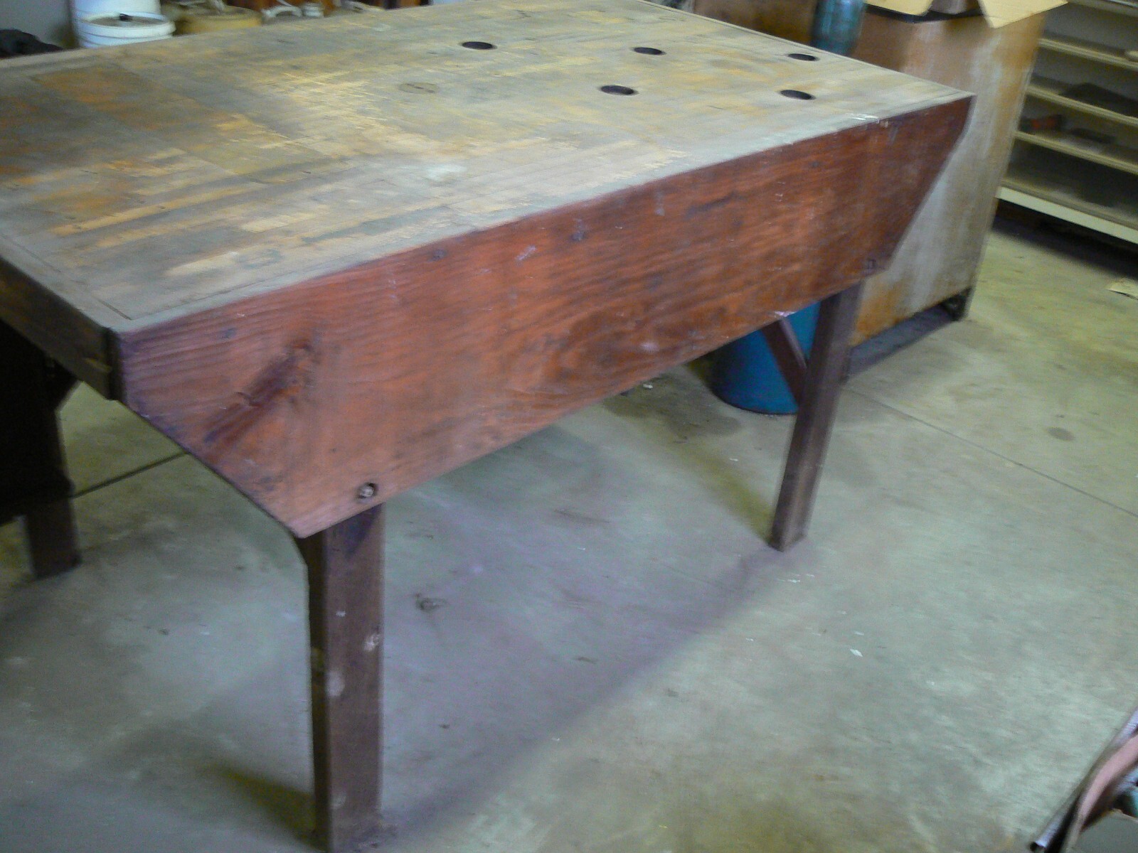 Antique leather working/ tanners Bench with vice Primitive unfinished ...