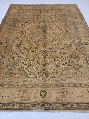 Antique Oriental Hand-Knotted Wool Area Rug Ivory/Brown/Blue 6'10" x 9 ...