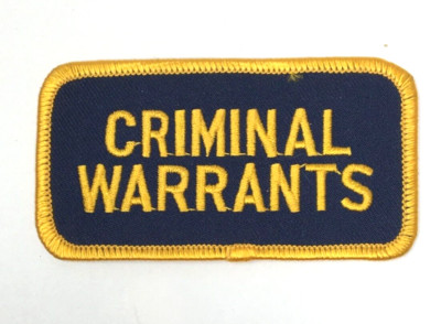 PATCH Criminal Warrants Gold on Blue Background | eBay