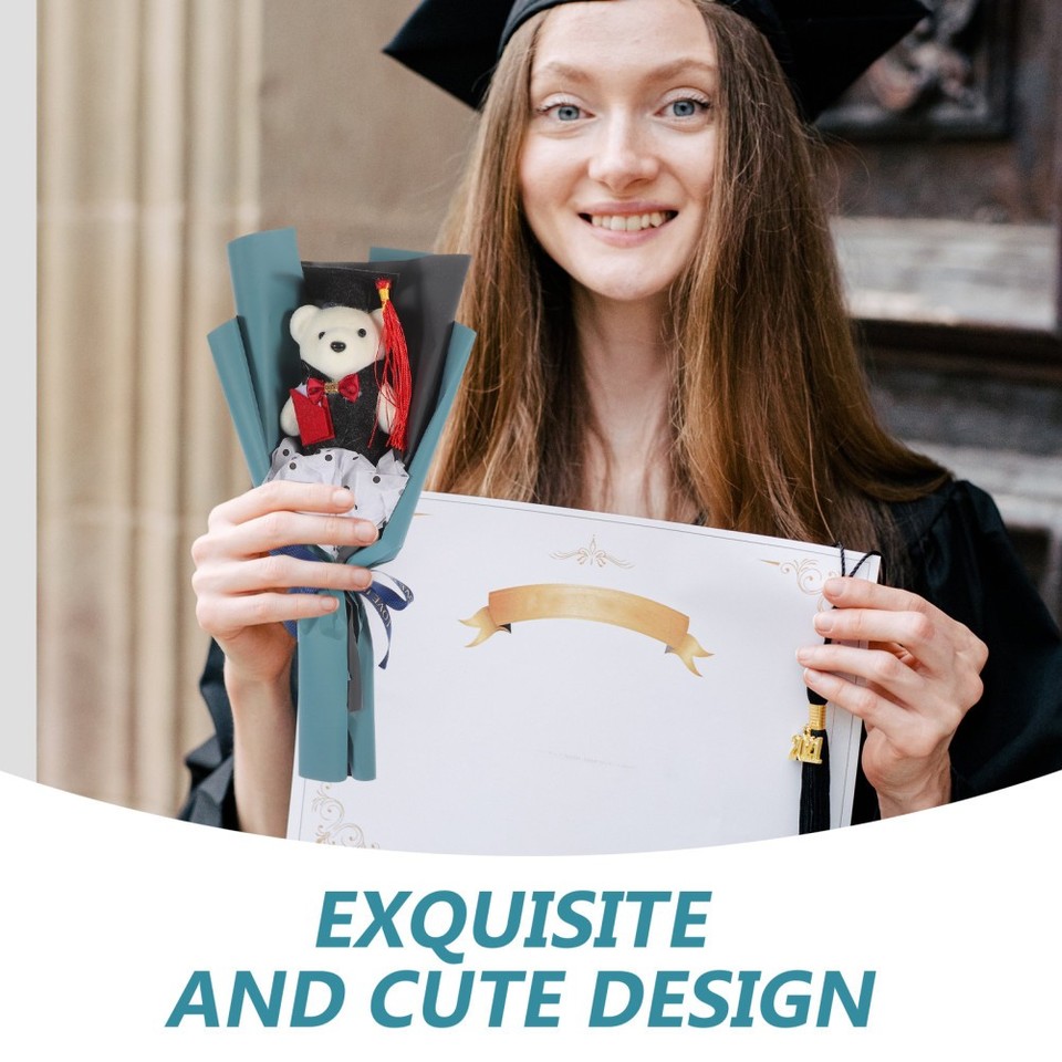 Graduation Bear Doll Bouquet Graduation Themed DIY Floral Arrangement ...
